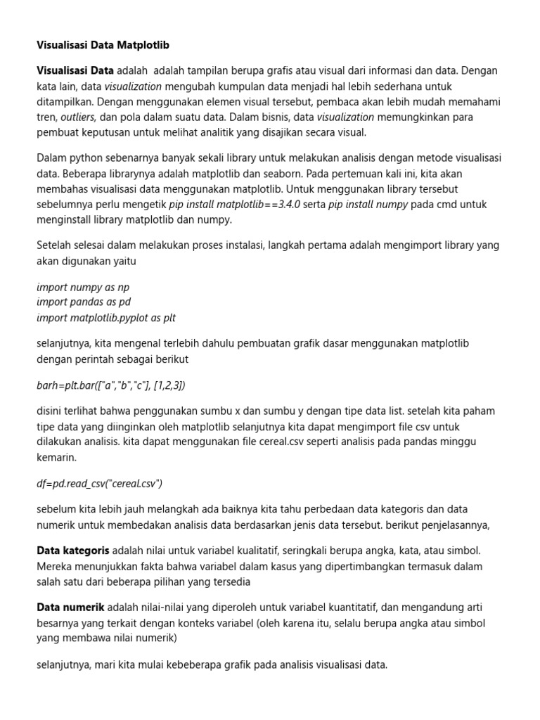 VIsualisasi Dengan Matplotlib | PDF