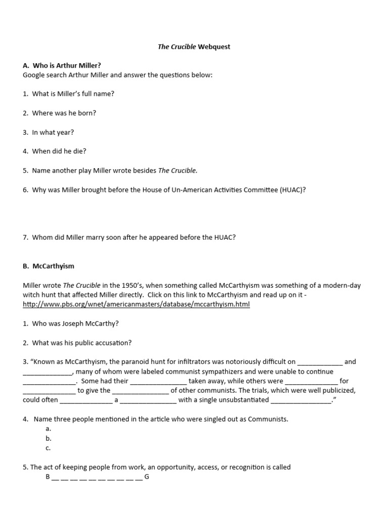 Crucible Webquest | PDF