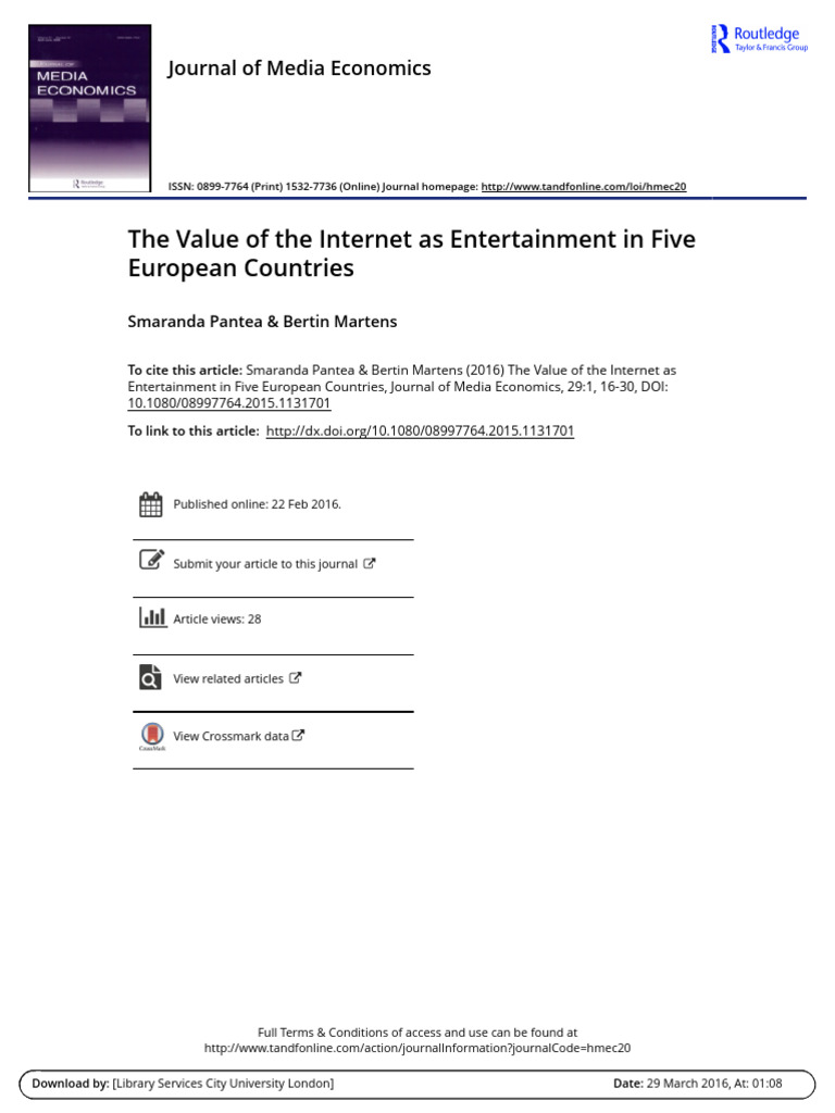 Internet Entertainment Value in Europe | PDF | Internet Access | Internet