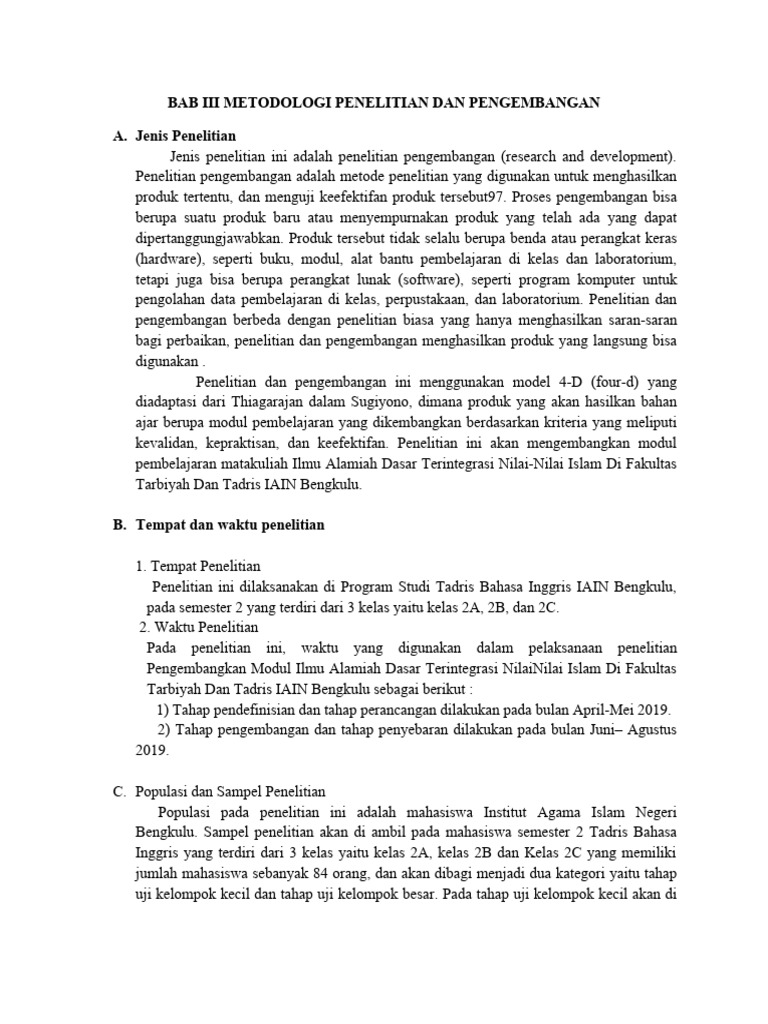 Bab III Metodologi Penelitian Dan Pengembangan | PDF