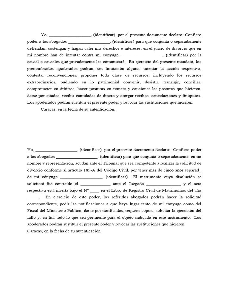 Modelo Poder Divorcio | PDF