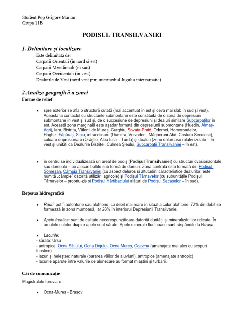 Podisul TRansilvaniei | PDF