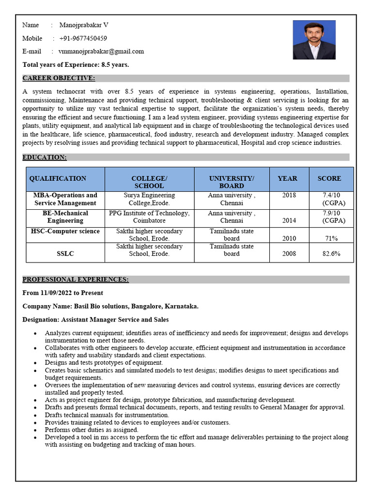 MANOJ Resume | PDF