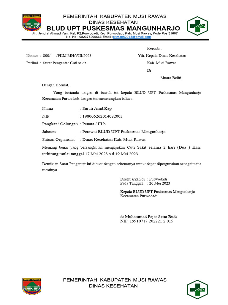 Cuti Sakit MB Surati | PDF