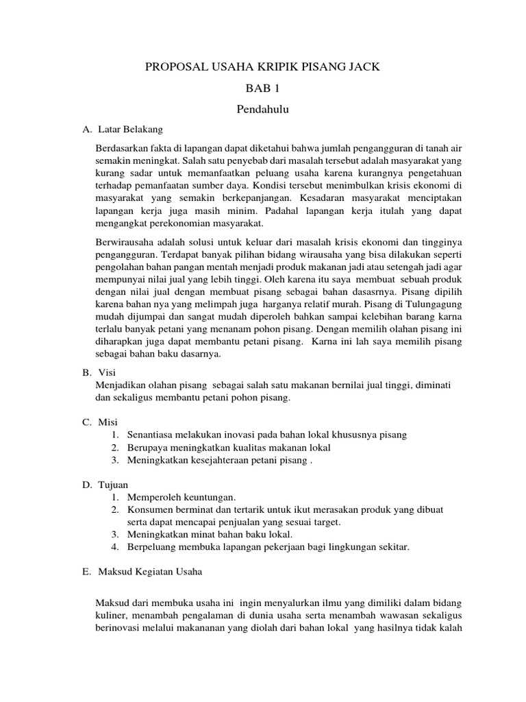 Proposal Usaha Kripik Pisang Jack Fiks | PDF