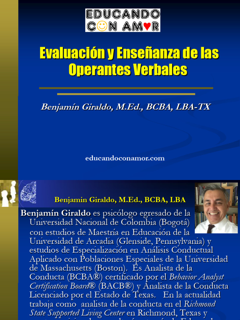 Evaluación y Enseñanza de las Operantes Verbal | PDF