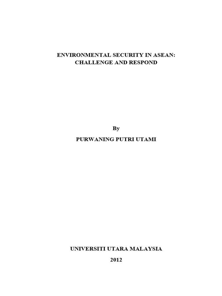 Environmental Security in Asean: Challenge and Respond | PDF ...