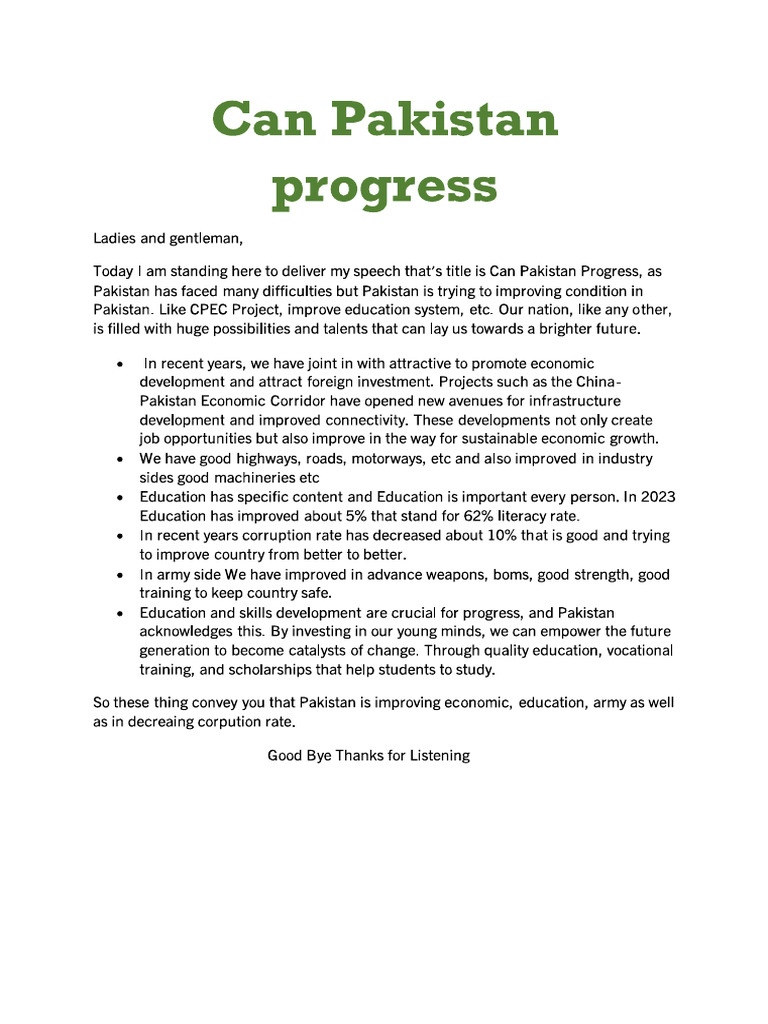 Can Pakistan Progress | PDF