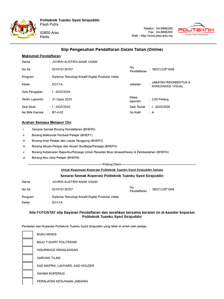 SPMP Ptss Edu My/uspmp2/sliplapordiri JSP | PDF