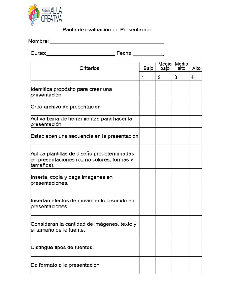 Pauta de Evaluacion Presentacion 620898b91c6ea | PDF