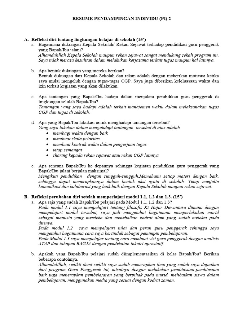 Heni H Resume Pendampingan Individu 2 | PDF | Karier & Perkembangan