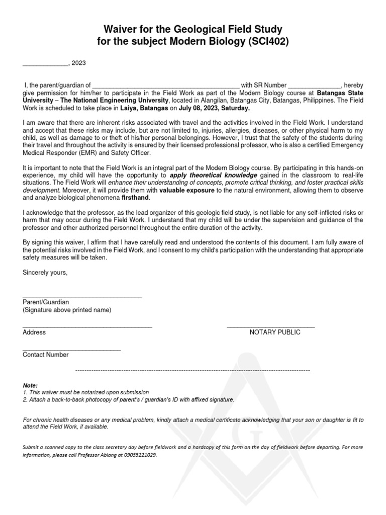 Geological Field Study Waiver | PDF