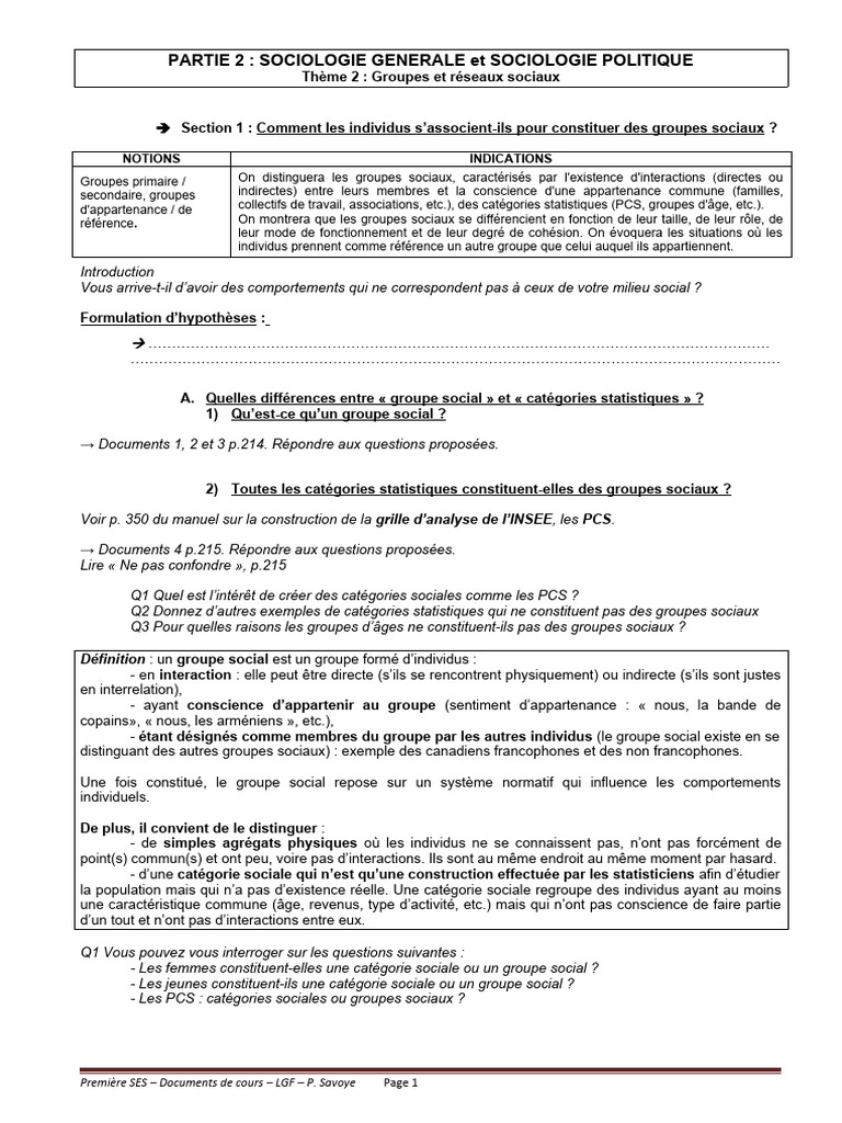 EO1 Part2Theme2 Section 1 Document de Cours | PDF