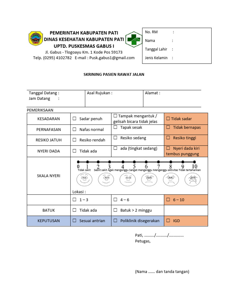 Form Pengkajian Skrining Pasien Rawat Jalan | PDF