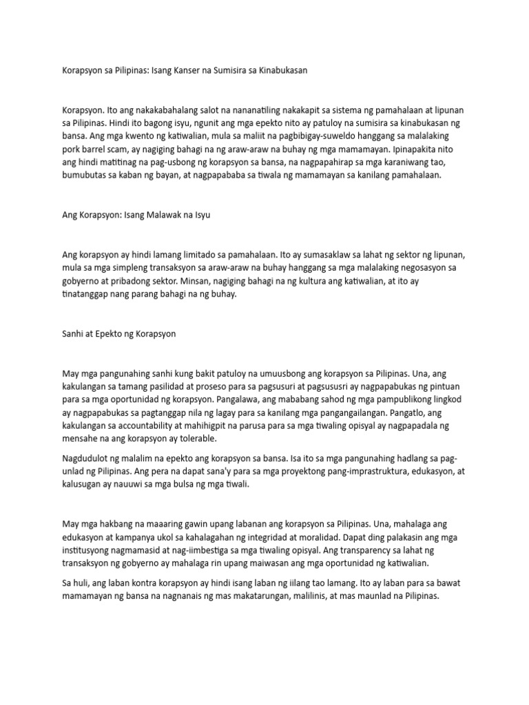 Korapsyon Sa Pilipinas | PDF