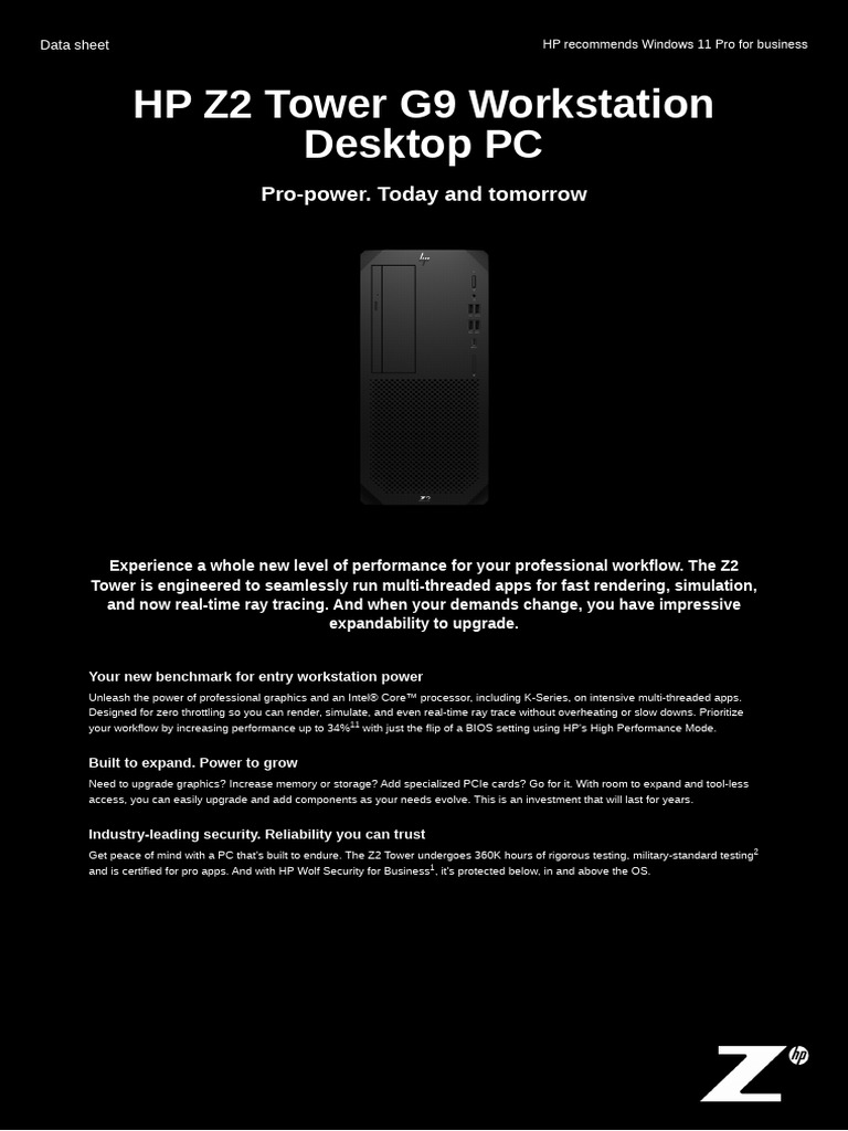 HP Z2 G9 Workstation | PDF | Games & Activities | Technology & Engineering