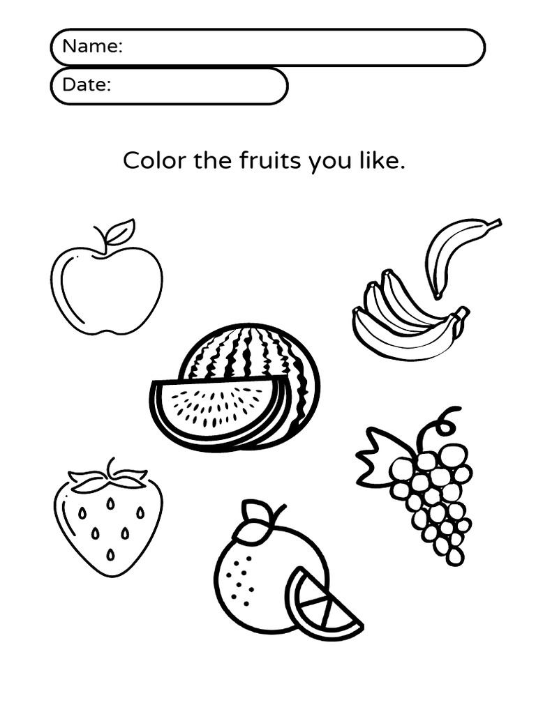 Color The Fruits - Worksheet | PDF