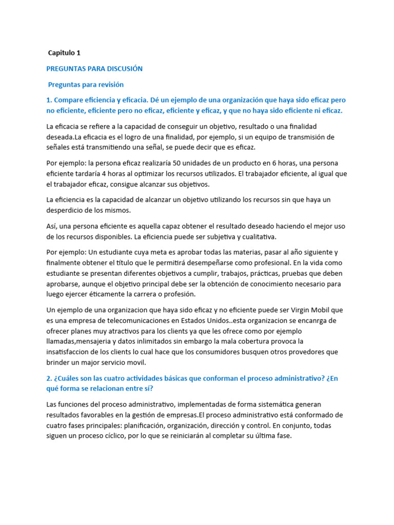 Preguntas para Discusion. | PDF | Negocios | Relaciones personales ...