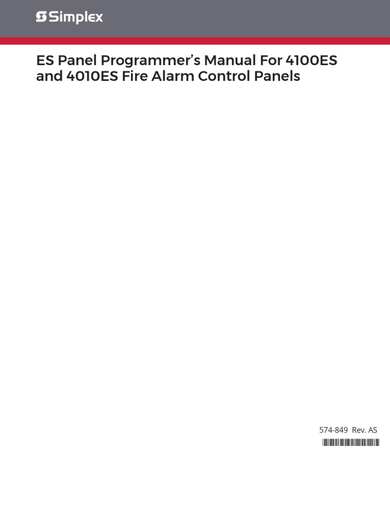 ES Panel Programmer's Manual For 4100ES and 4010ES Fire Alarm Control Panels | PDF