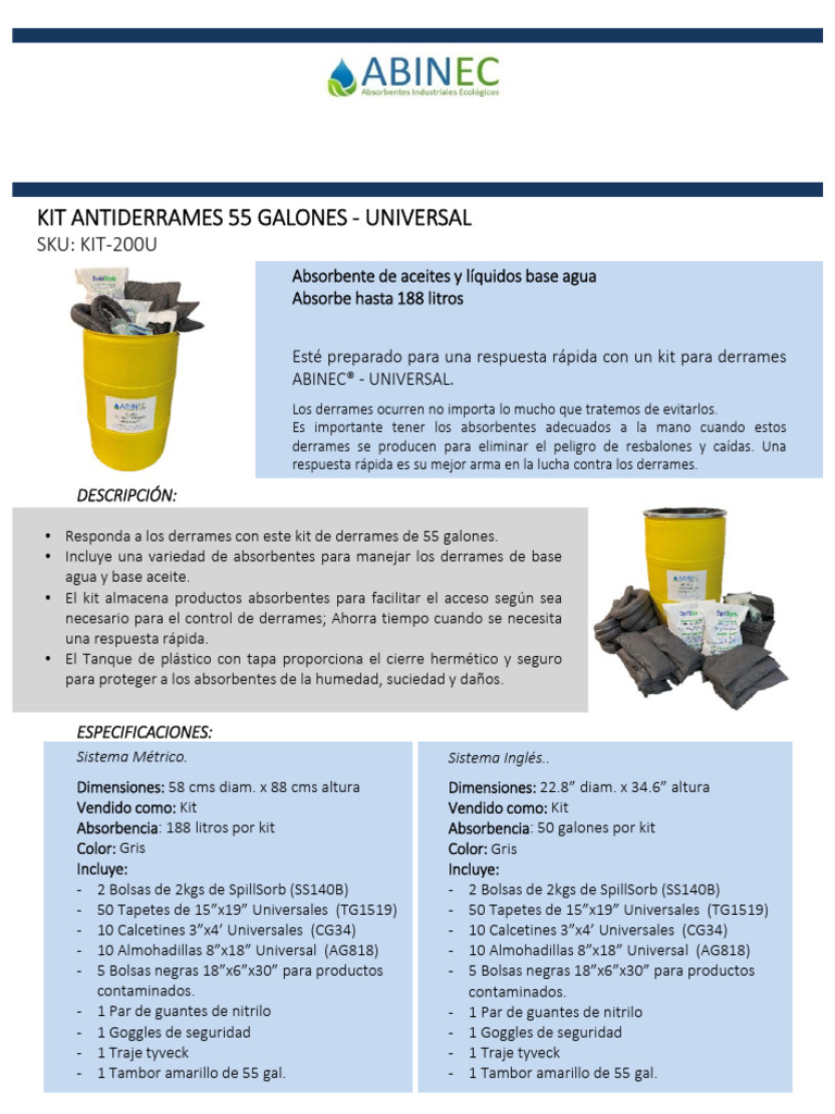 FT - Kit Antiderrames 55 Gal | PDF