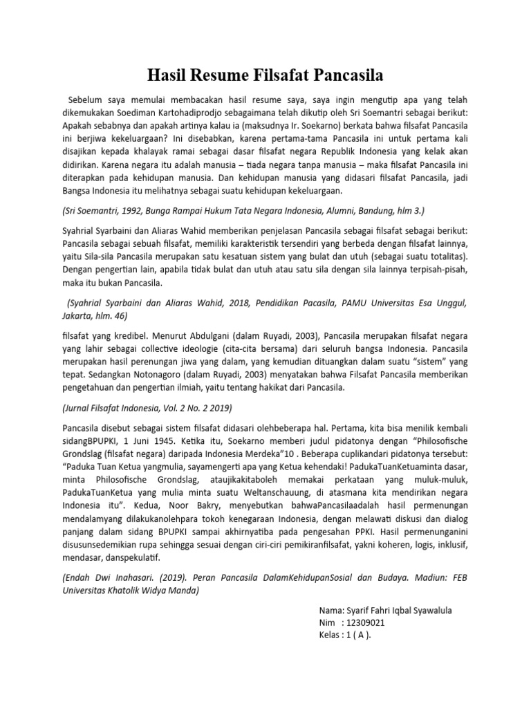 Hasil Resume Filsafat Pancasila | PDF