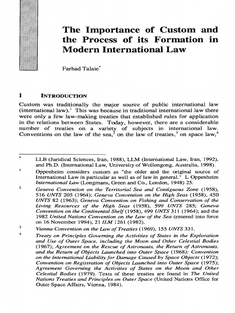 The Importance of Custom and The Process of Its Formation in Modern ...