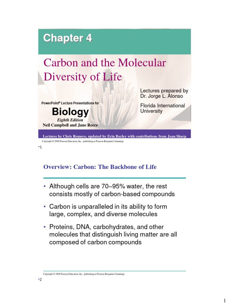 Carbon and Molecular Diversity Of Life. Campbell & Reece 8E | PDF