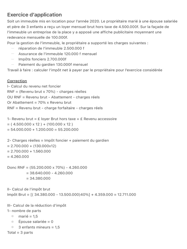 Exercice d’Application (1) | PDF