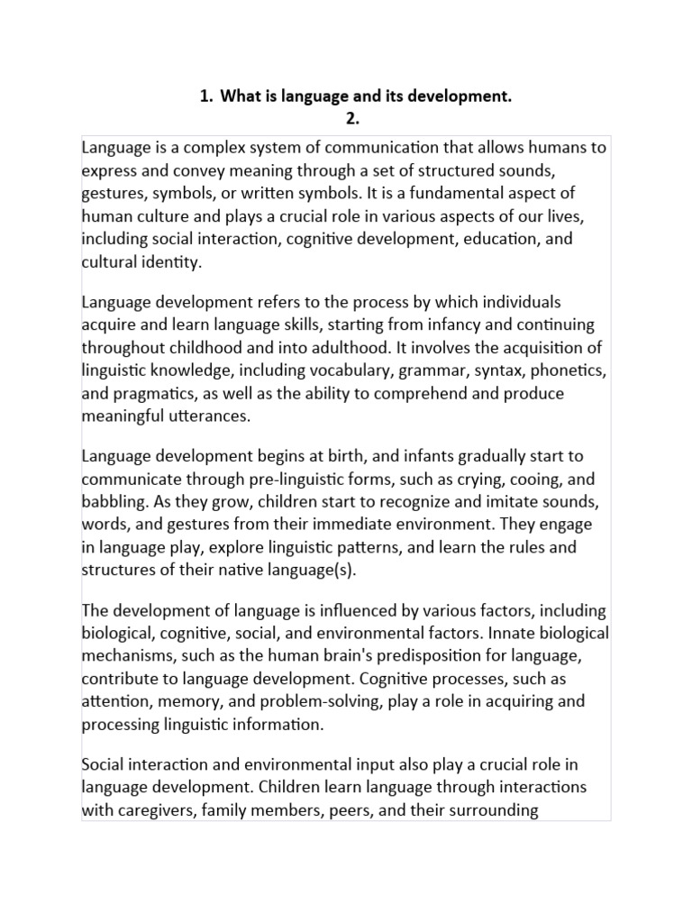 What Is Language and Its Development | PDF | Linguistics | Language ...