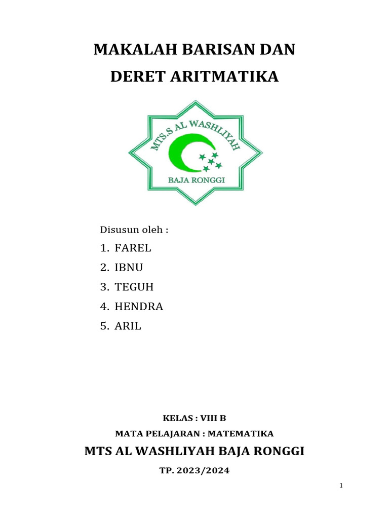 Makalah Barisan Dan Deret Bilangan | PDF