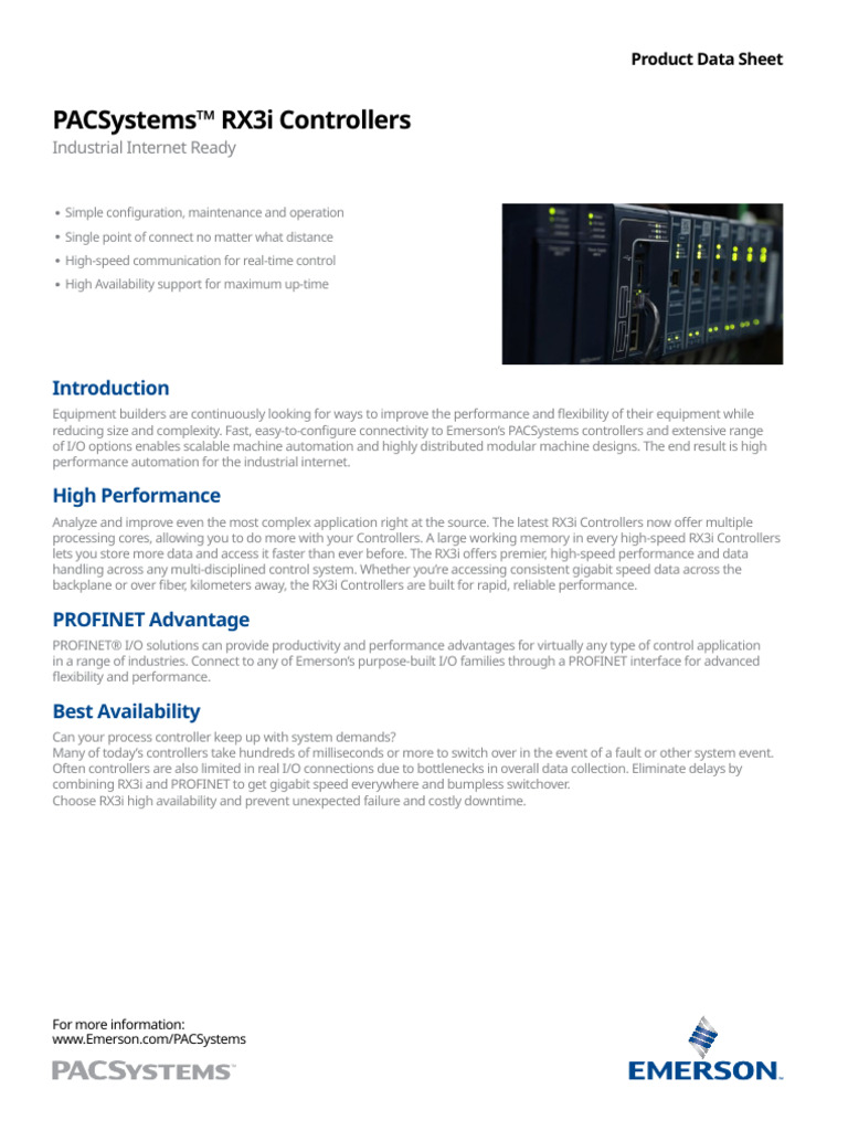 Product Data Sheet Pacsystems Rx3i Controllers Pacsystems en 6156720 ...