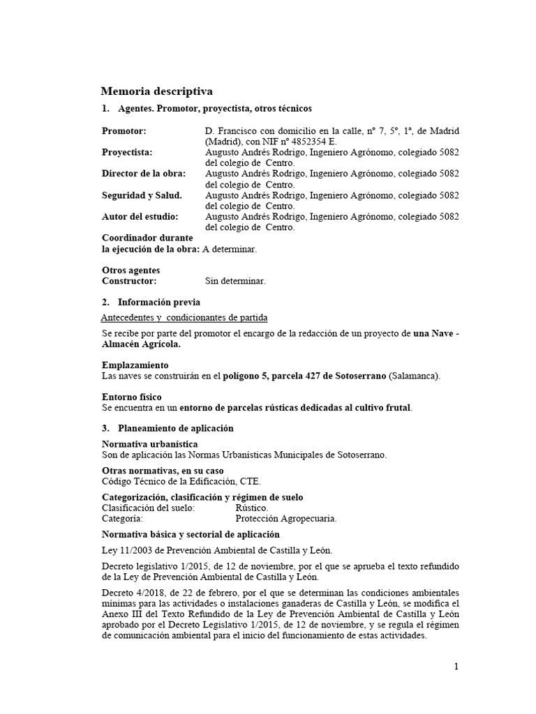 1.1. Memoria Descriptiva CTE | PDF | Fundación (Ingeniería) | Hormigón