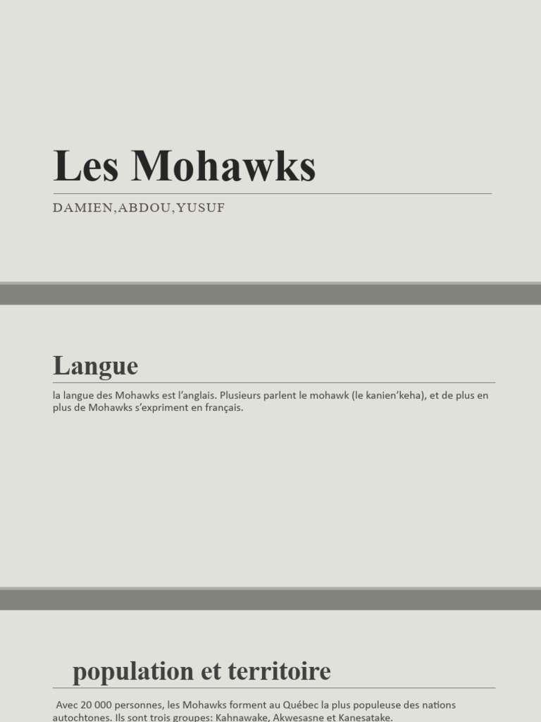 Les Mohawks : Histoire et Culture | PDF