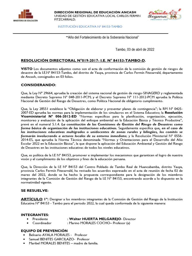 RD IE N°84153 Tambo | PDF