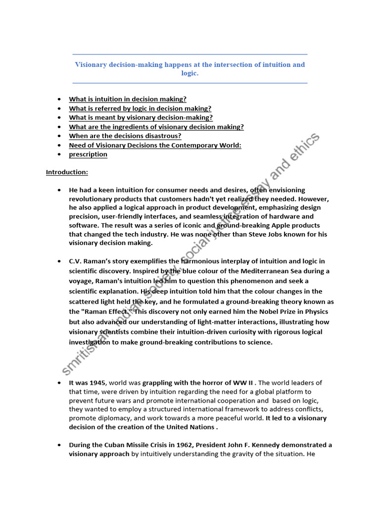 Visionary Thinking Essay Mains 2023 - Watermark | PDF