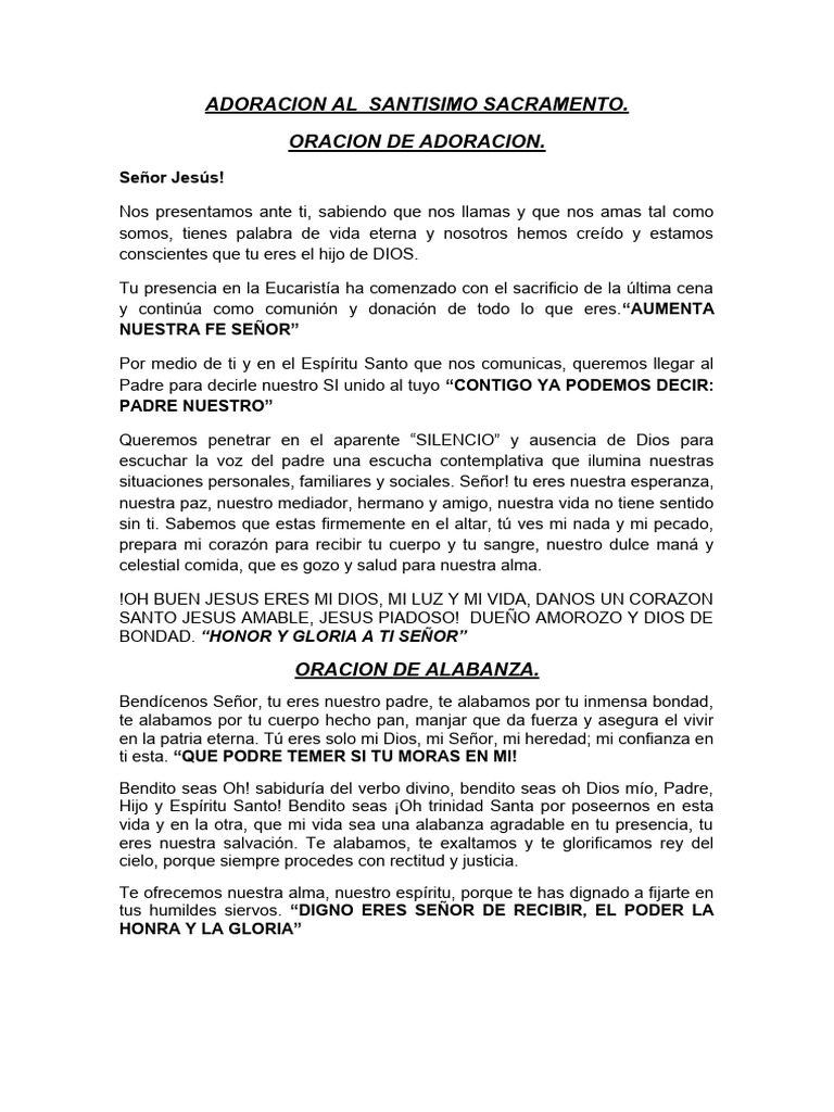 Adoracion Al Santisimo Sacramento | PDF