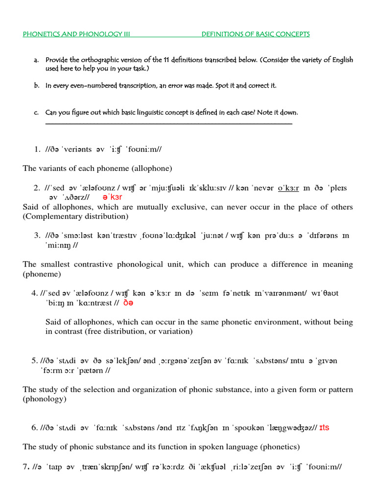 Phonetics and Phonology, Some Basic Definitions | PDF