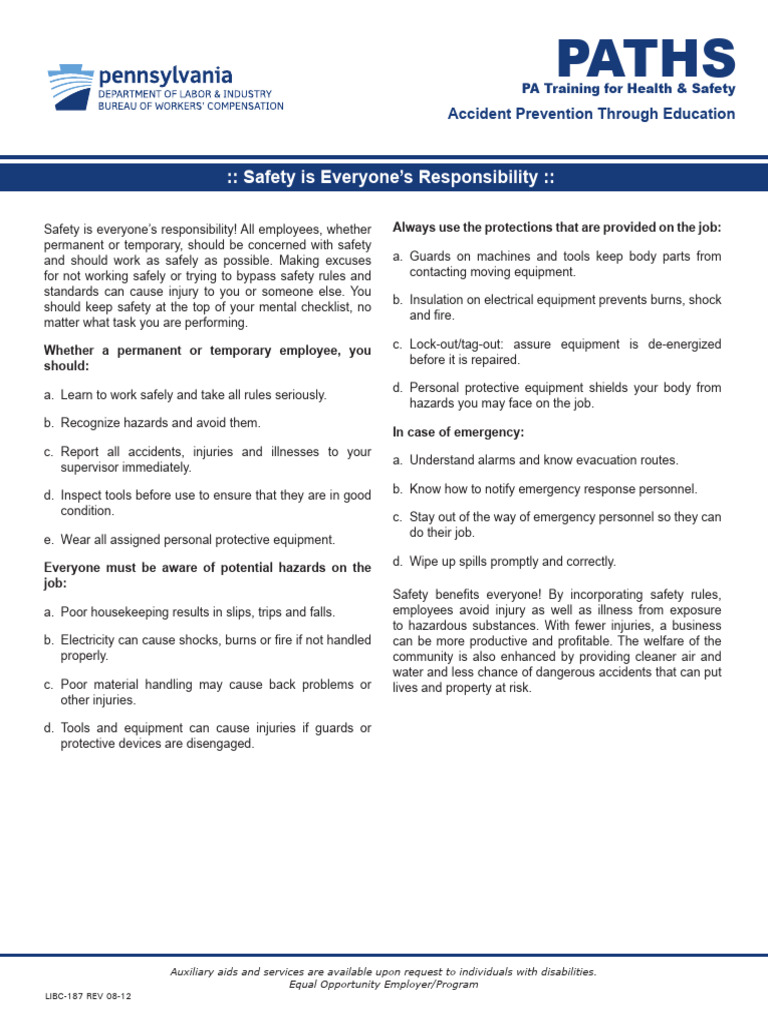 Safety Is Everyones Responsibility | PDF Safety Is Everyones Responsibility | PDF