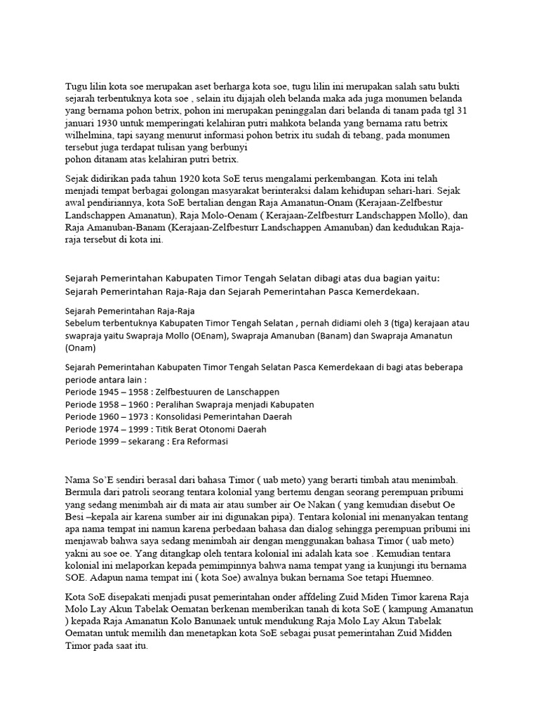 Materi Tour Soe | PDF