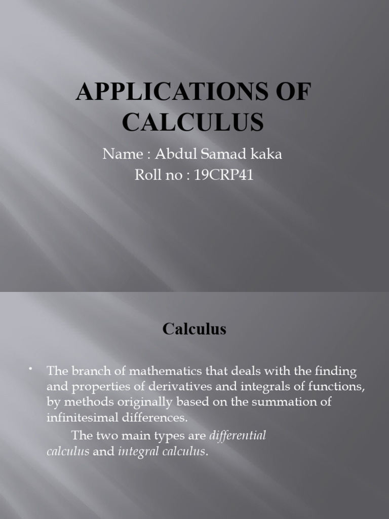 Applications of Calculus | PDF | Calculus | Integral