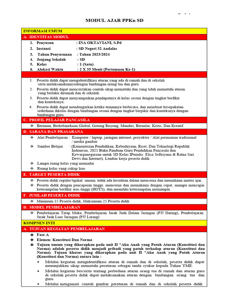Modul Ajar PPKN BAB 2 | PDF