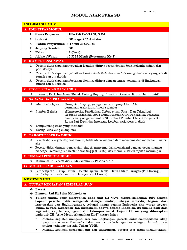 3. Modul Ajar PPKn BAB 3 | PDF