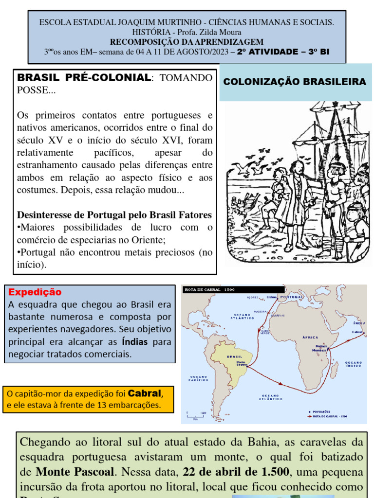 2 Atividade 3º Bi - Brasil Colonial - HISTÓRIA Profa Zilda | PDF
