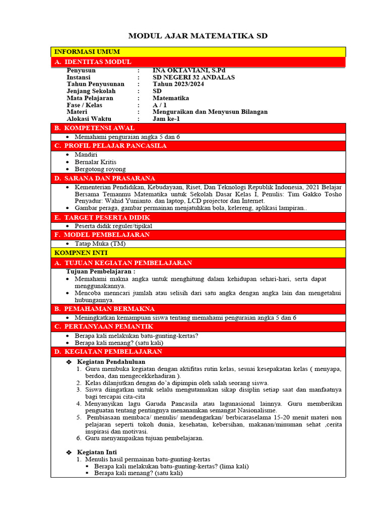 Modul Ajar Matematika 2 | PDF | Kesehatan Holistik | Sains & Matematika