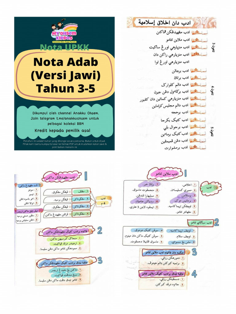 Nota UPKK Adab Tahun 5 | PDF