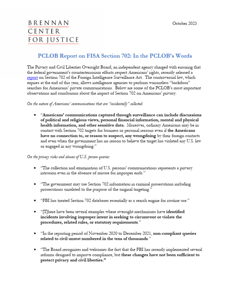 2 Pager PCLOB Quotes | PDF
