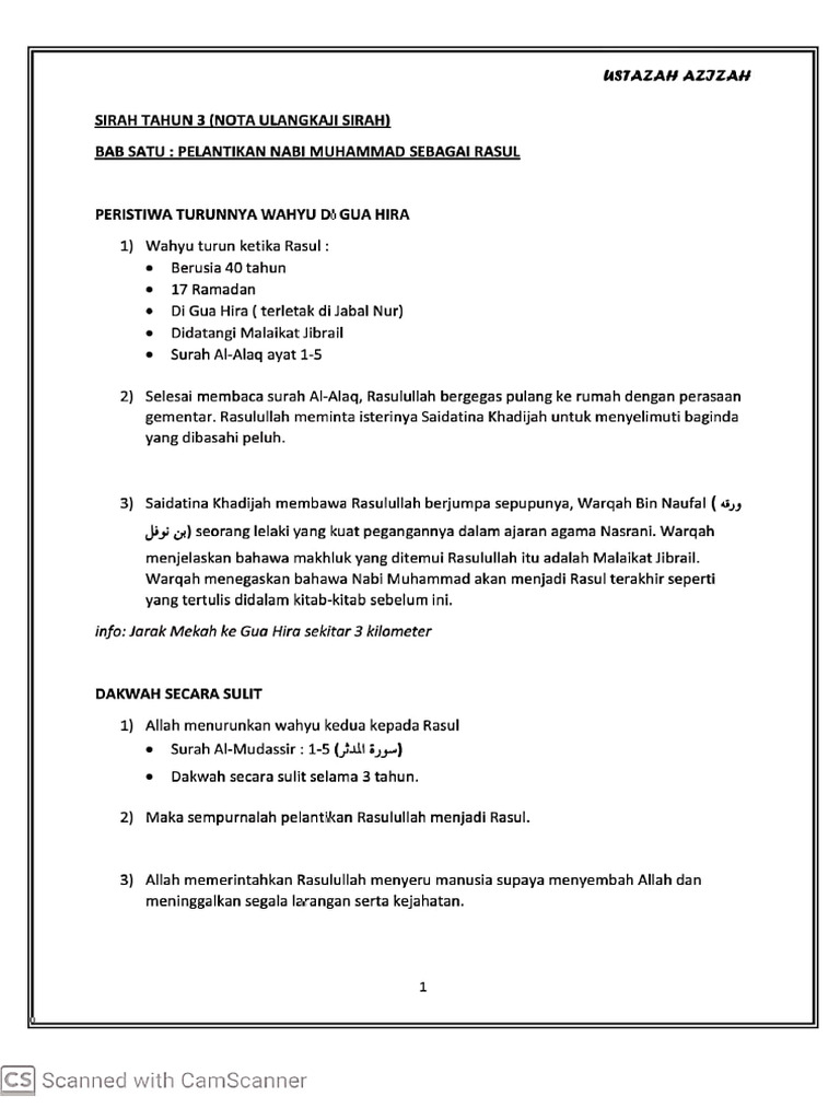 Nota Sirah THN 3 | PDF