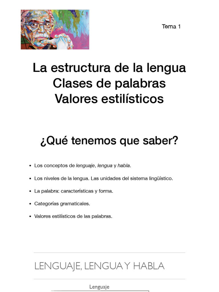 1 - La Palabra. Estructura y Clases 2bach | PDF