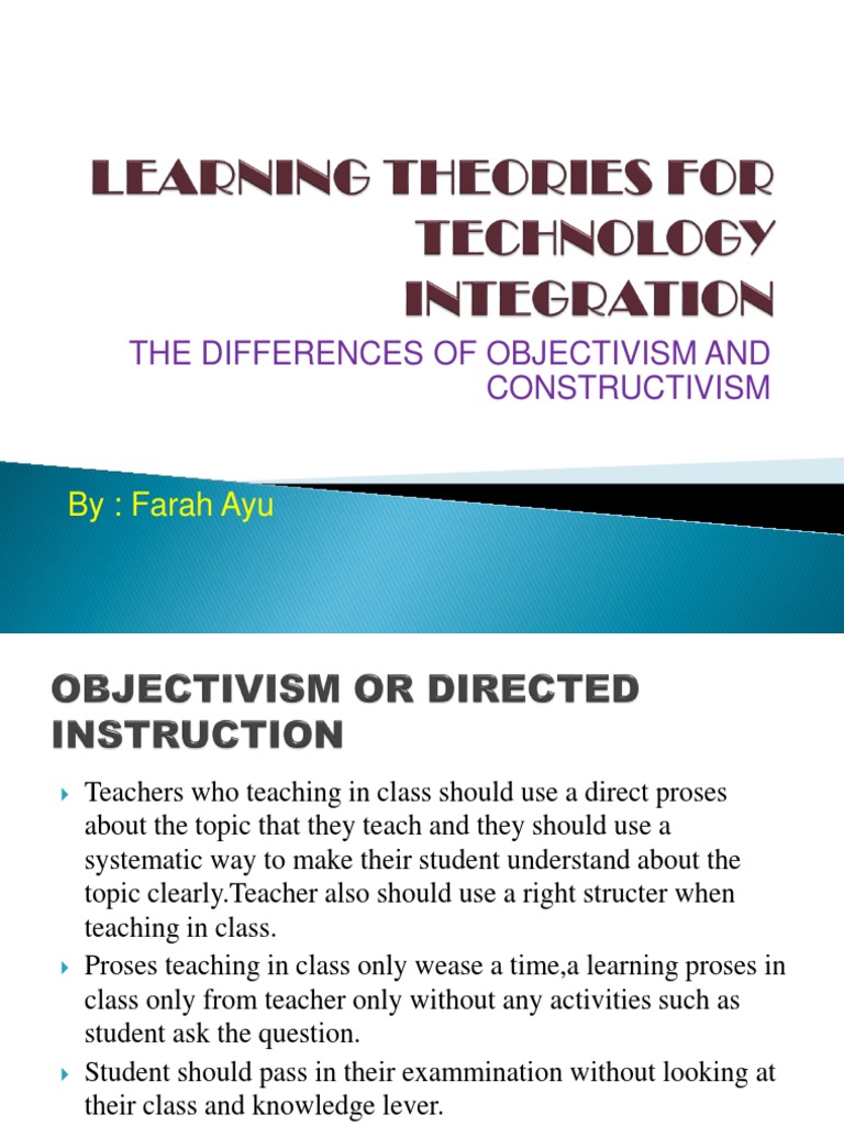 Objectivism vs. Constructivism in Teaching | PDF | Career & Growth ...