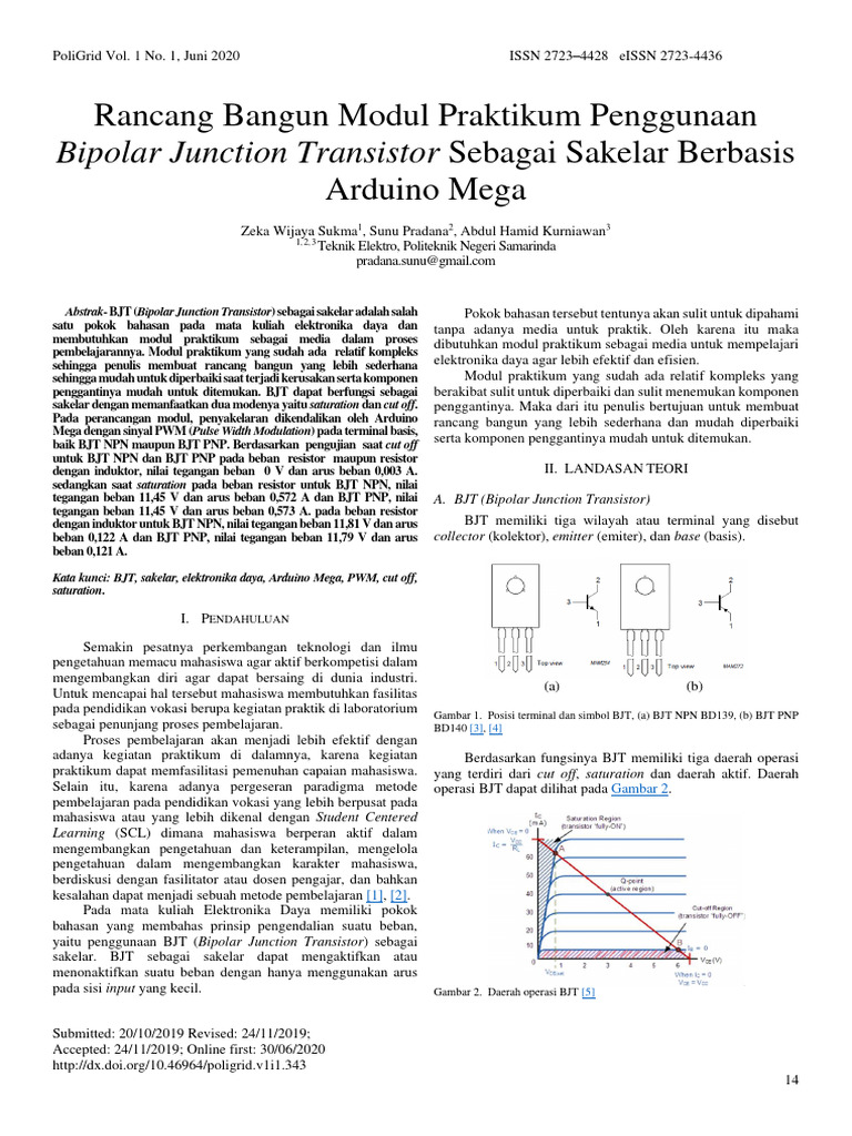 Rancang Bangun Modul Praktikum Penggunaan Bipolar Junction Transistor ...